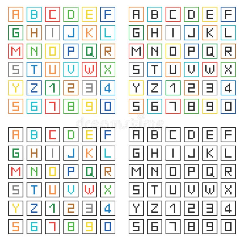 Pixel Alphabet Letters & Numbers. Fonts, Typeface Vector, Uppercase ...