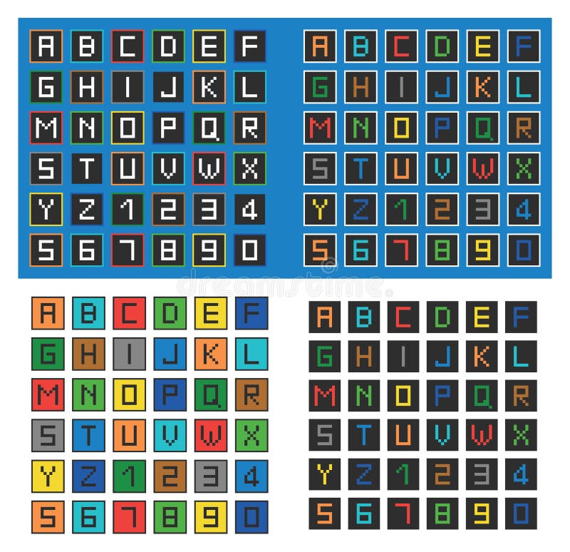Pixel Alphabet Letters & Numbers. Fonts, Typeface Vector, Uppercase ...