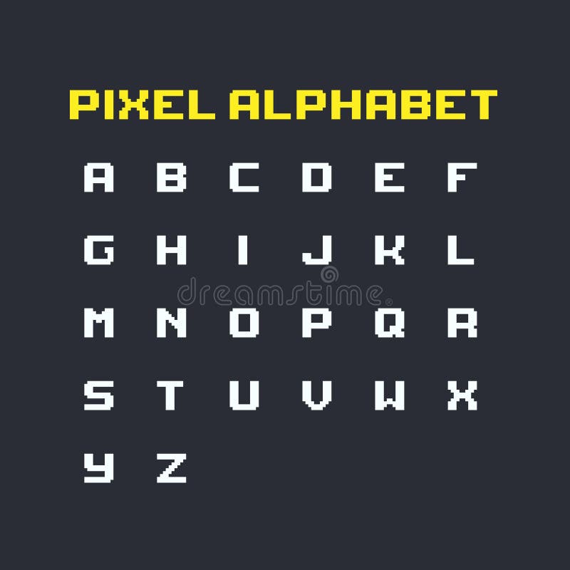 Pixel Art Alphabet stock vector. Illustration of retro - 85536319