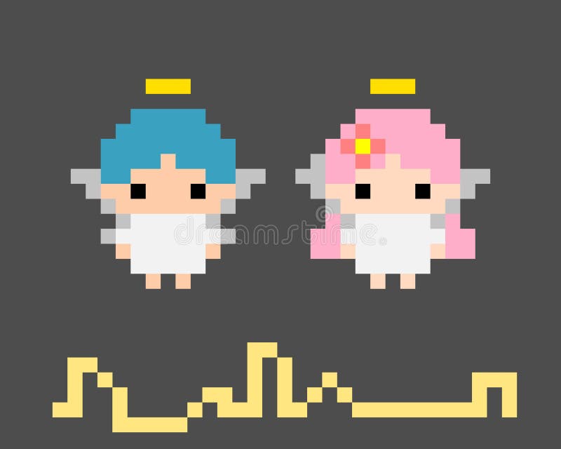 Pixel angel image 8 bit stock vector. Illustration of girl - 224061241