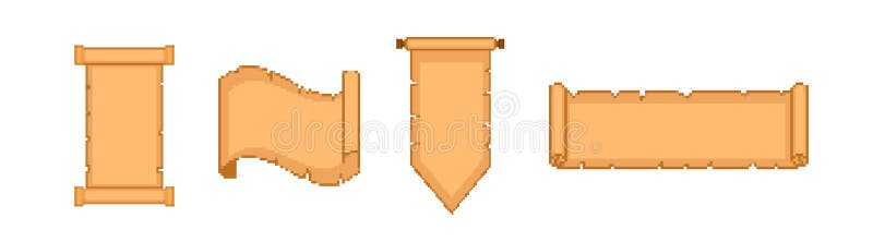 Pixel Antique Scrolls Set. Ancient Blank Papyrus Parchment Roll Stock ...