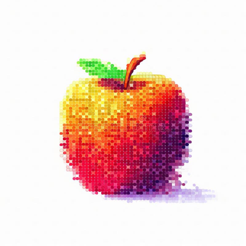 Pixel Art Apple with Vibrant Colors by Pixelplantmaster Stock ...