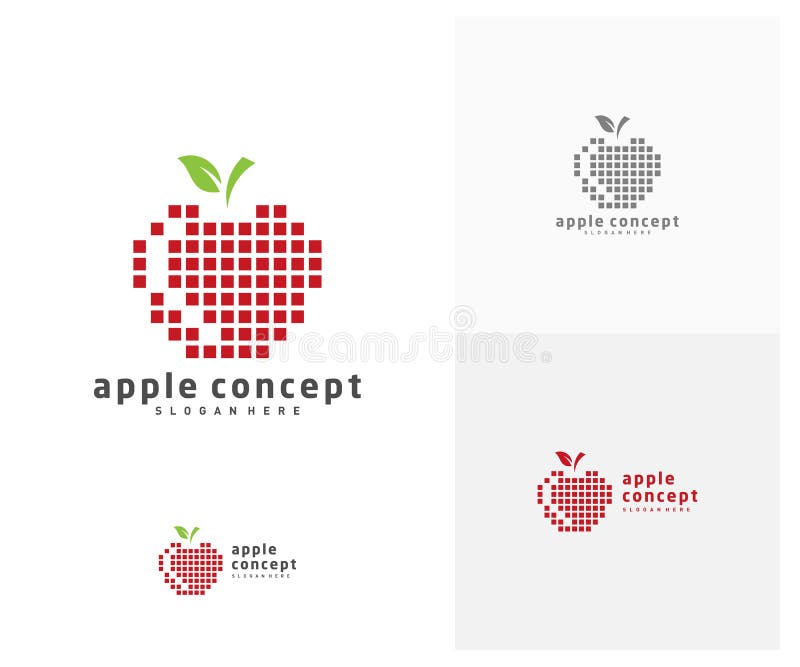Pixel Apple Logo Design Vector Template, Fruits Apple Icon Symbol Stock ...