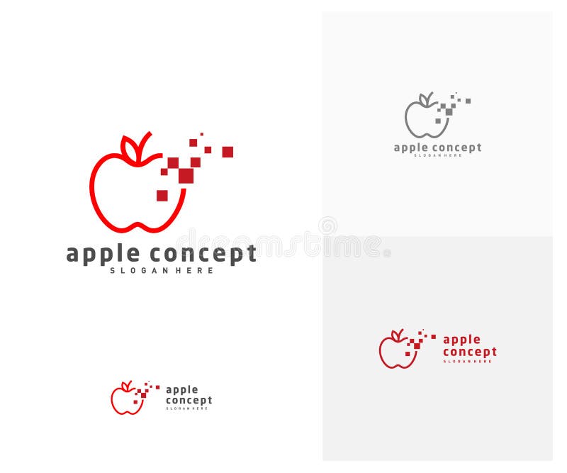 Pixel Apple Logo Design Vector Template, Fruits Apple Icon Symbol Stock ...