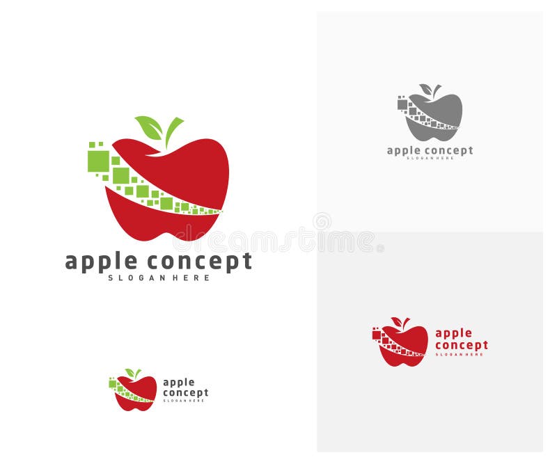 Pixel Apple Logo Design Vector Template, Fruits Apple Icon Symbol Stock ...