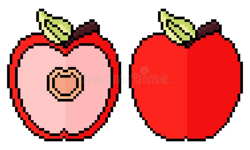 8 Bit Pixel Art Apple. Fruit Pixels in Vector Illustration Stock Vector ...