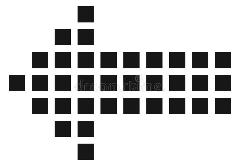 Pixel Arrow. Black Square Pattern Left Direction Pointer Stock Vector ...
