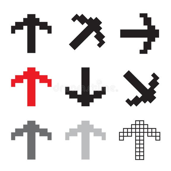 Pixel Arrow Icon, 8 Bit Computing Pointer, Retro Style Directional ...