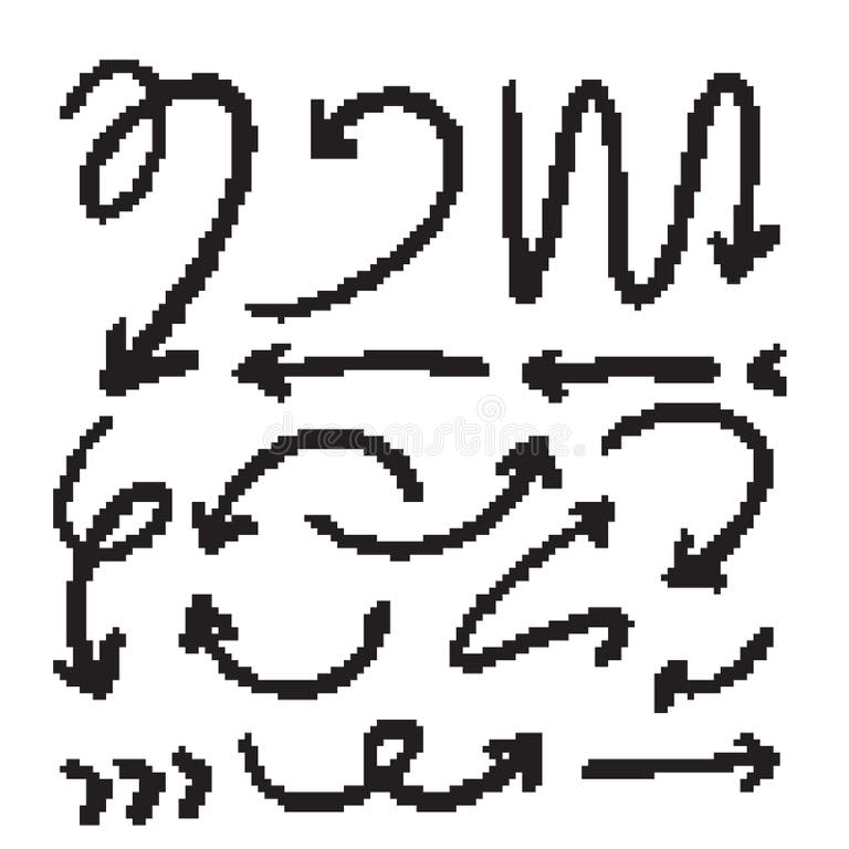 Pixel Arrow Icon 8 Bit Computing Pointer Retro Style Directional Cursor Bit Arrow Stock