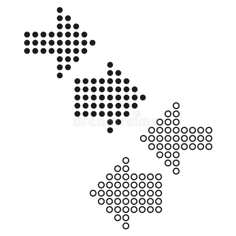 Pixel Arrow Icons. Vector Dotted Shape. Monochrome Direction Symbols ...
