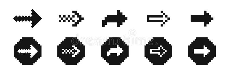 Pixel Arrows. Vector Pixelart Arrows. 8 Bit Pixel Arrows Vector ...