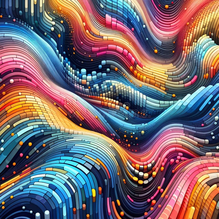 Pixel Art Abstract Pattern Background, Pixel Waves, Mesmerizing 1:1 ...