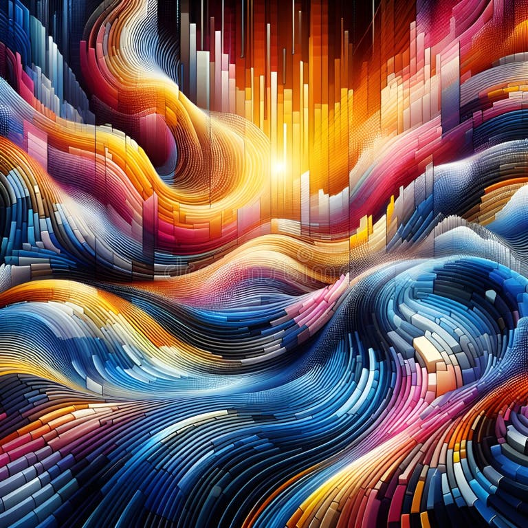 Pixel Art Abstract Pattern Background, Pixel Waves, Mesmerizing 1:1 ...