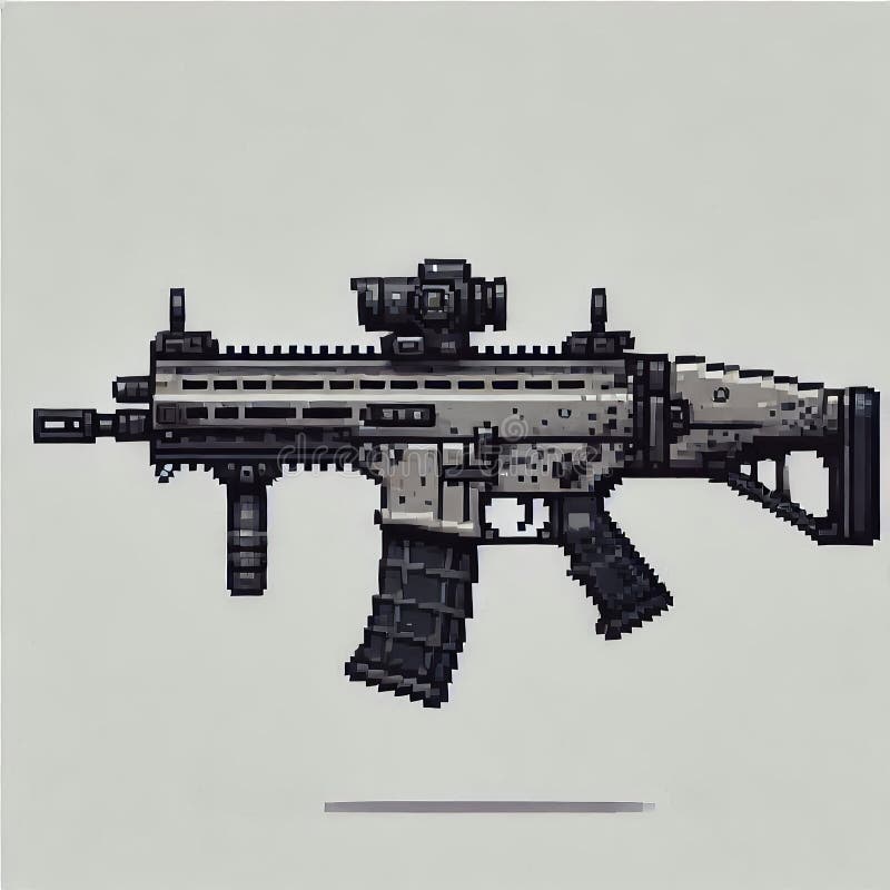 Pixel Art AK with Scope stock illustration. Illustration of sniper ...
