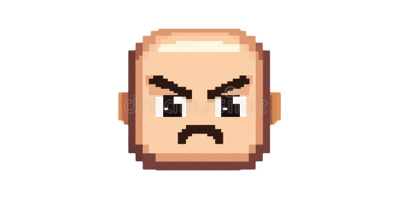 Pixel Art Angry Bald Character Face Isolated on Transparent Background ...
