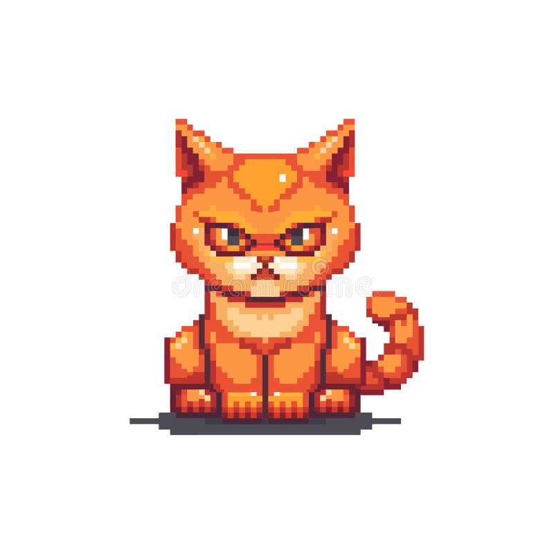 Pixel Art Angry Orange Cat with Fierce Expression. Vector Icon Design ...