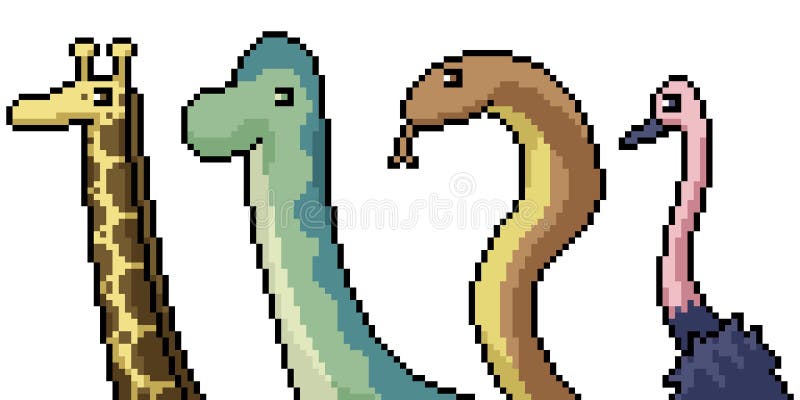 Pixel art animal long neck stock vector. Illustration of dinosaur ...