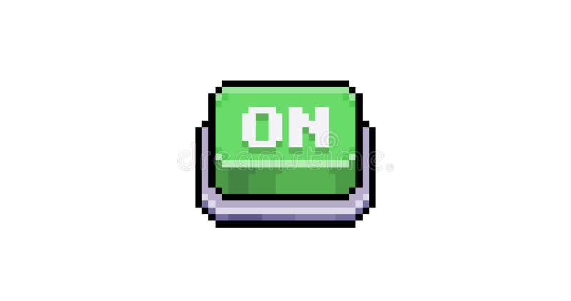 Pixel Art Animation of Green Button Being Turned on on White Background ...