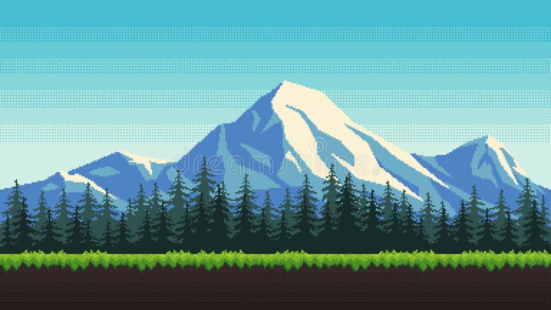 Pixel Art Animation of Mountain Landscape with Switch Day and Night ...