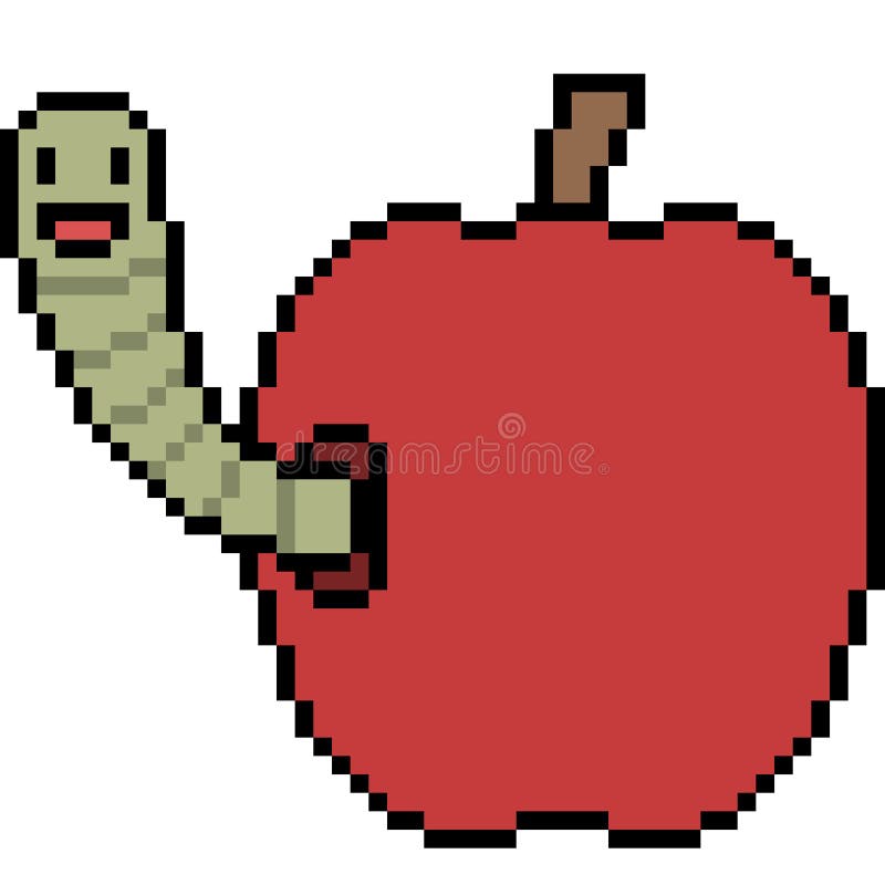 Pixel art apple worm stock vector. Illustration of rectangle - 93339942