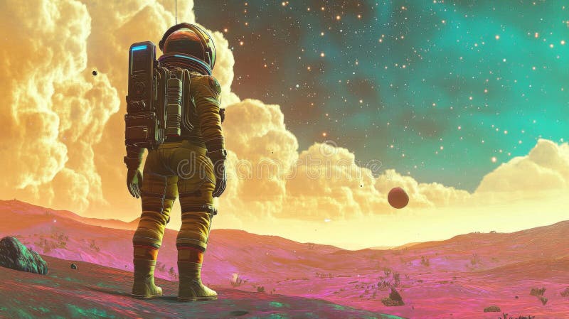 Pixel Art Astronaut on an Alien Planet Stock Illustration ...