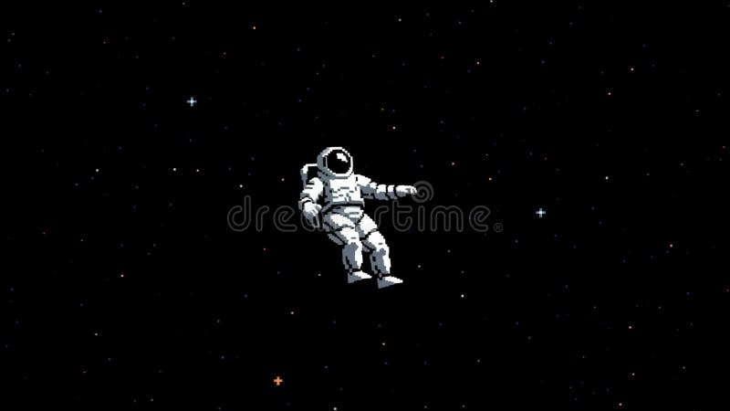 Pixel Art Astronaut Floating Alone in Deep Space Surrounded by Stars in ...