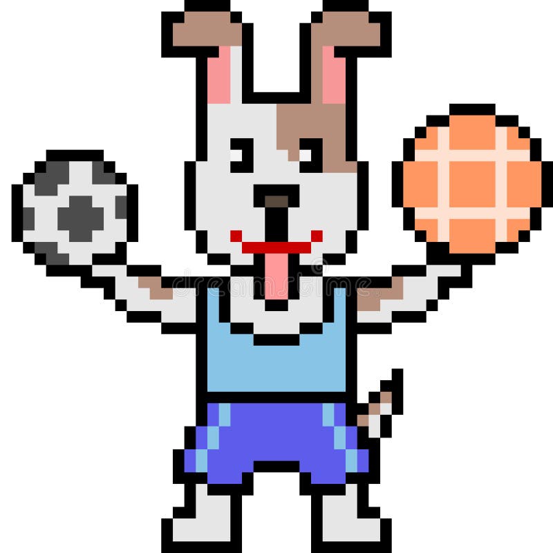 Pixel art Athlete dog stock illustration. Illustration of activity ...