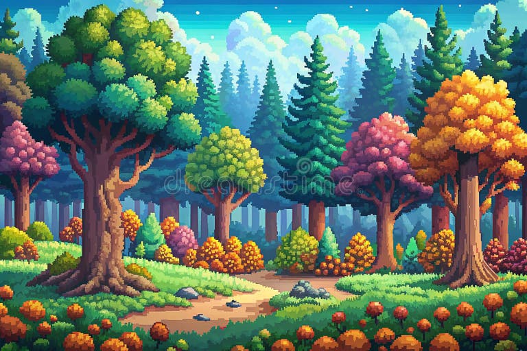 Pixel Art Autumn Forest Path Stock Illustrations – 365 Pixel Art Autumn ...