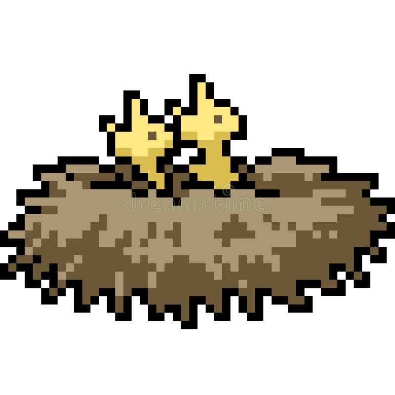 Pixel art baby bird nest stock vector. Illustration of vector - 265893334