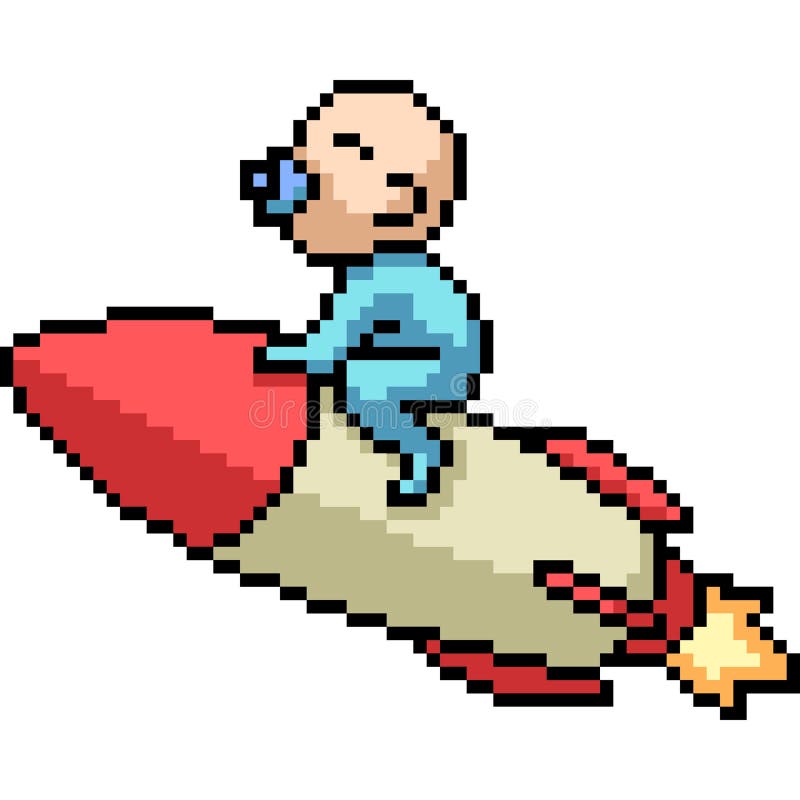 Pixel Art of Baby Ride Rocket Stock Vector - Illustration of rocket ...
