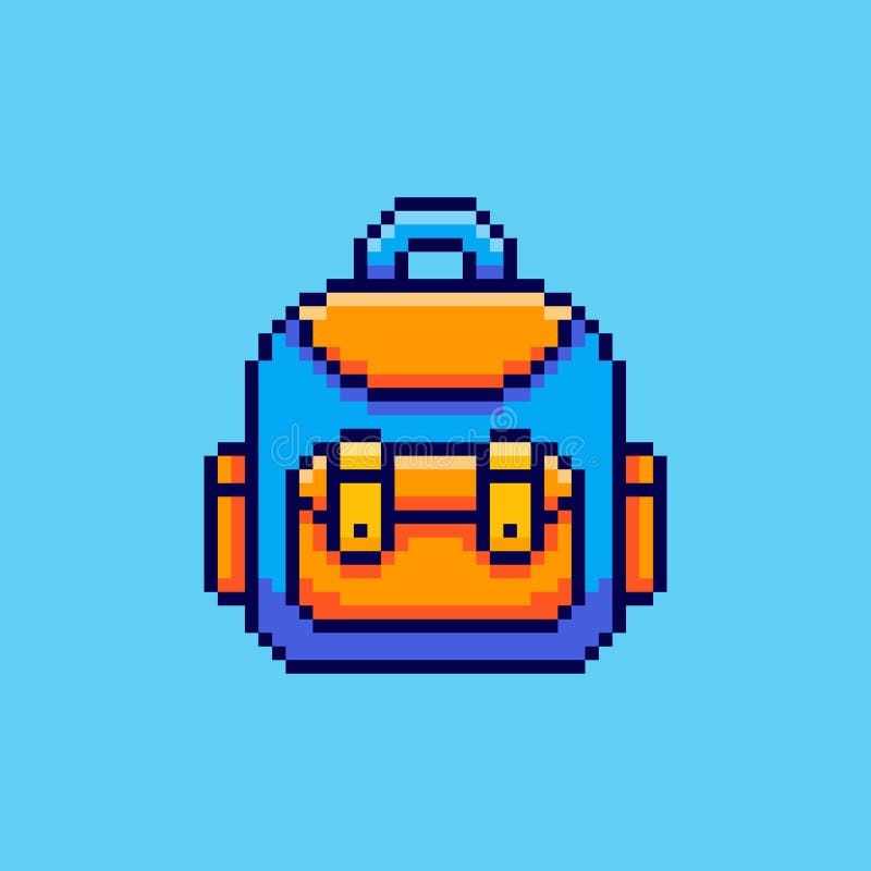 Pixel Art Backpack Game Asset Design Stock Vector - Illustration of ...