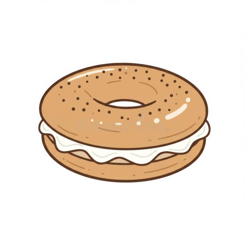 Pixel Art Bagel with Cream Cheese Filling on Plain White Background ...