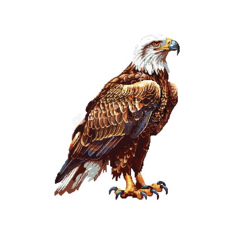 Pixel Art Bald Eagle on White Background. Vector Illustration Design ...