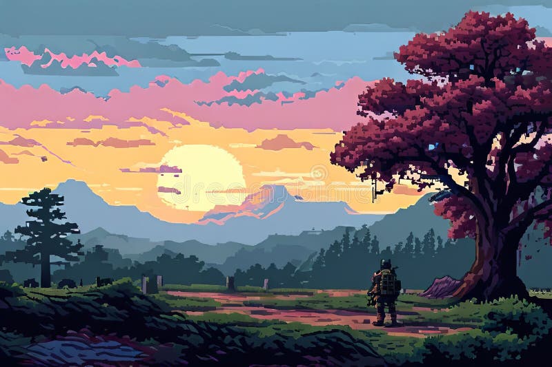 Pixel Art of a Battlefield Landscape a New Stock Illustration ...