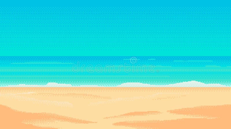 Pixel Art Beach Background. 2d Backdrop for 8-bit Retro Video Game or ...