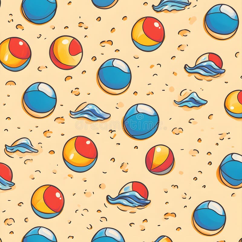 Pixel Art Beach Ball Pattern Colorful Balls on Sandy Beach Background ...