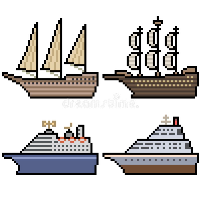 Pixel Art Boat Sea Stock Illustrations – 200 Pixel Art Boat Sea Stock ...