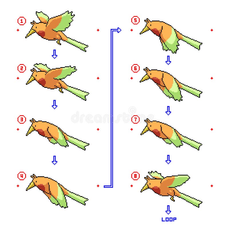 Bird Flying Frame Animation Stock Illustrations – 200 Bird Flying Frame ...