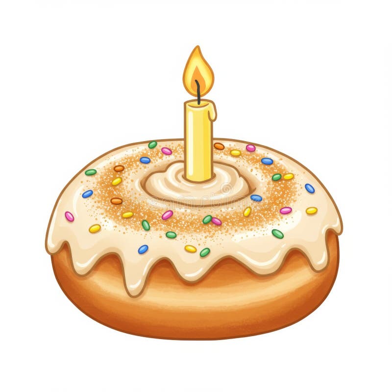 Pixel Art Birthday Donut with Candle and Sprinkles Stock Illustration ...
