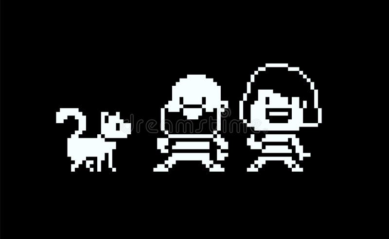 Pixel Art 1-bit Character stock vector. Illustration of arcade - 169700891