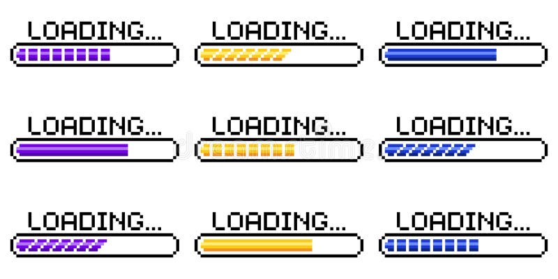 Pixel Art 8-bit Loading Bar Concept. Loading or Installing Process ...