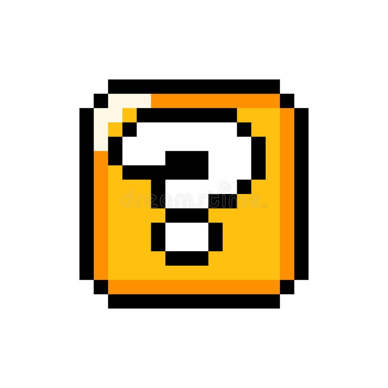 Pixel Art 8-bit Question Mark Gold Box - Isolated Vector Illustration ...