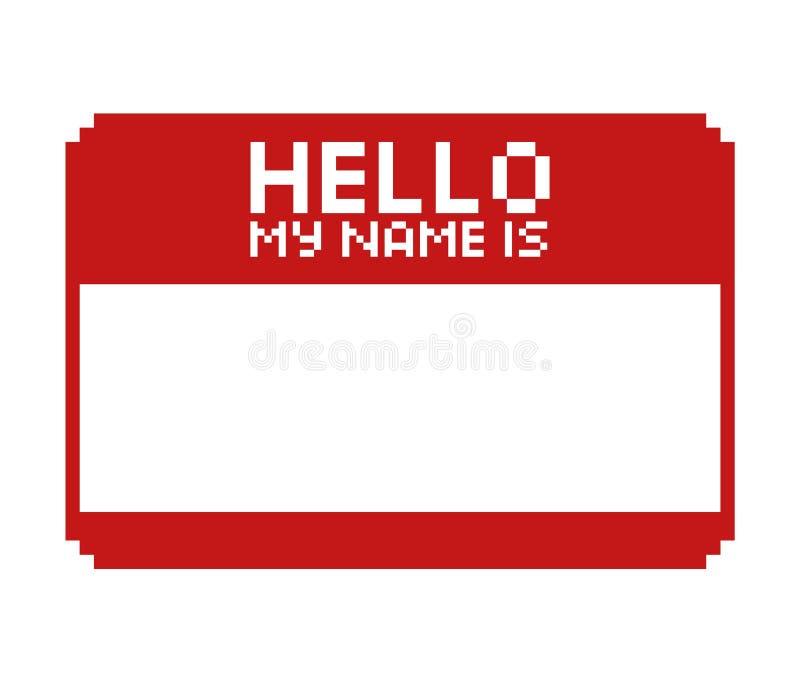 Pixel Art 8-bit Red Blank Name Tag Sticker HELLO My Name is on White ...