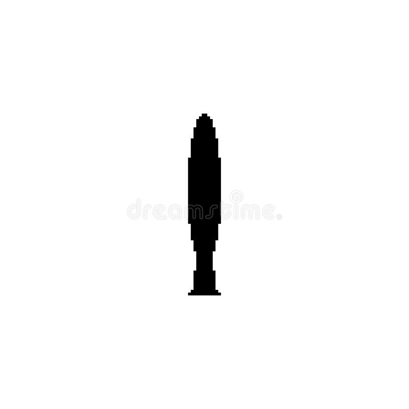 Pixel Art Black Rocket Silhouette. Minimalistic Rocket Icon in Retro ...