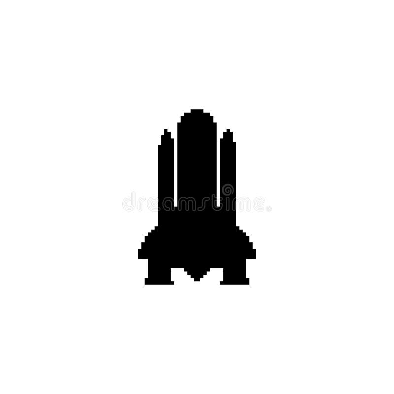 Pixel Art Black Rocket Silhouette. Minimalistic Rocket Icon in Retro ...
