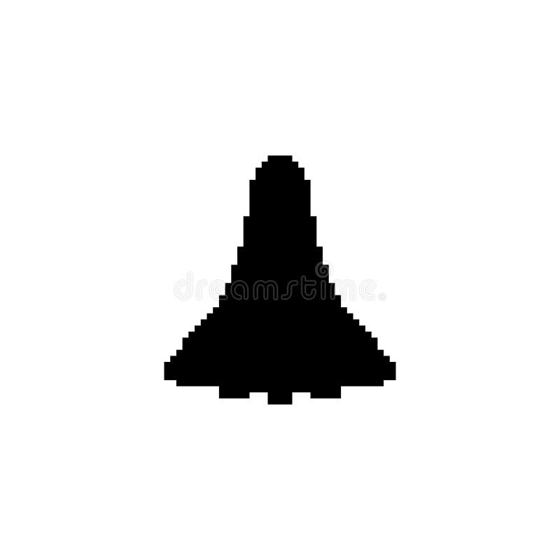 Pixel Art Black Rocket Silhouette. Minimalistic Rocket Icon in Retro ...