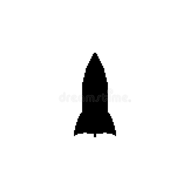 Pixel Art Black Rocket Silhouette. Minimalistic Rocket Icon in Retro ...
