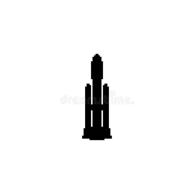 Pixel Art Black Rocket Silhouette. Minimalistic Rocket Icon in Retro ...