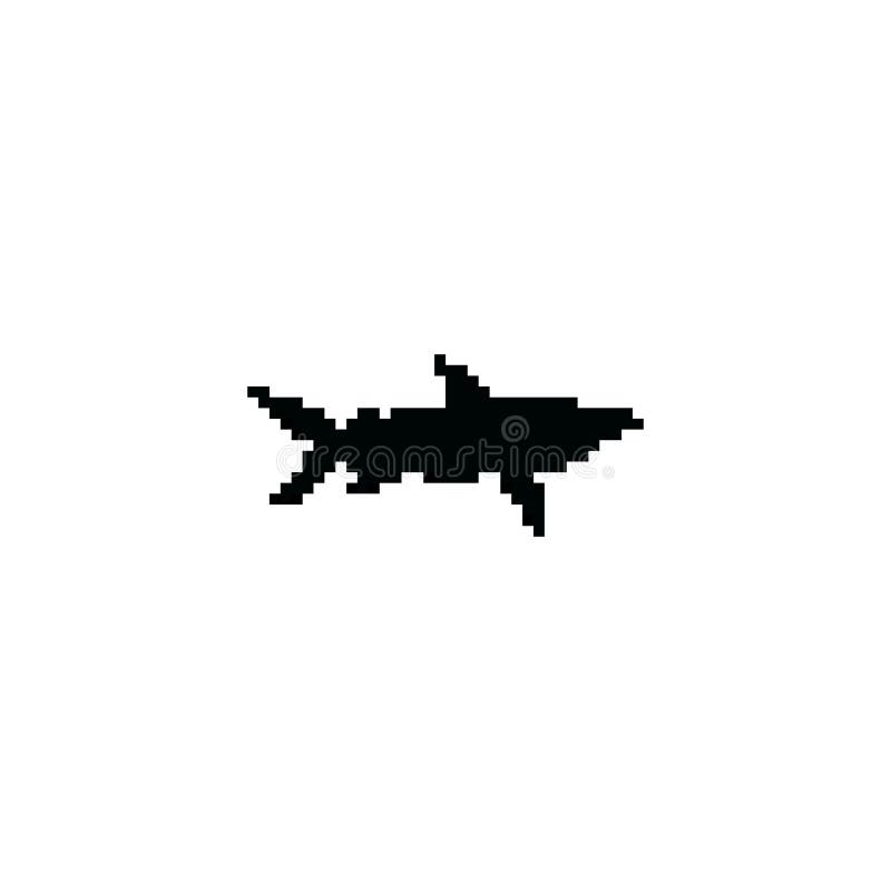 Pixel Art Black Shark Silhouette. Minimalistic Shark Icon in Pixelated ...