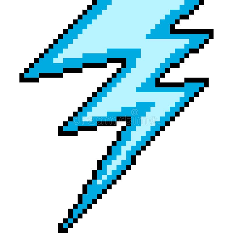 Pixel Art Blue Bolt Thunder Stock Vector - Illustration of icon ...